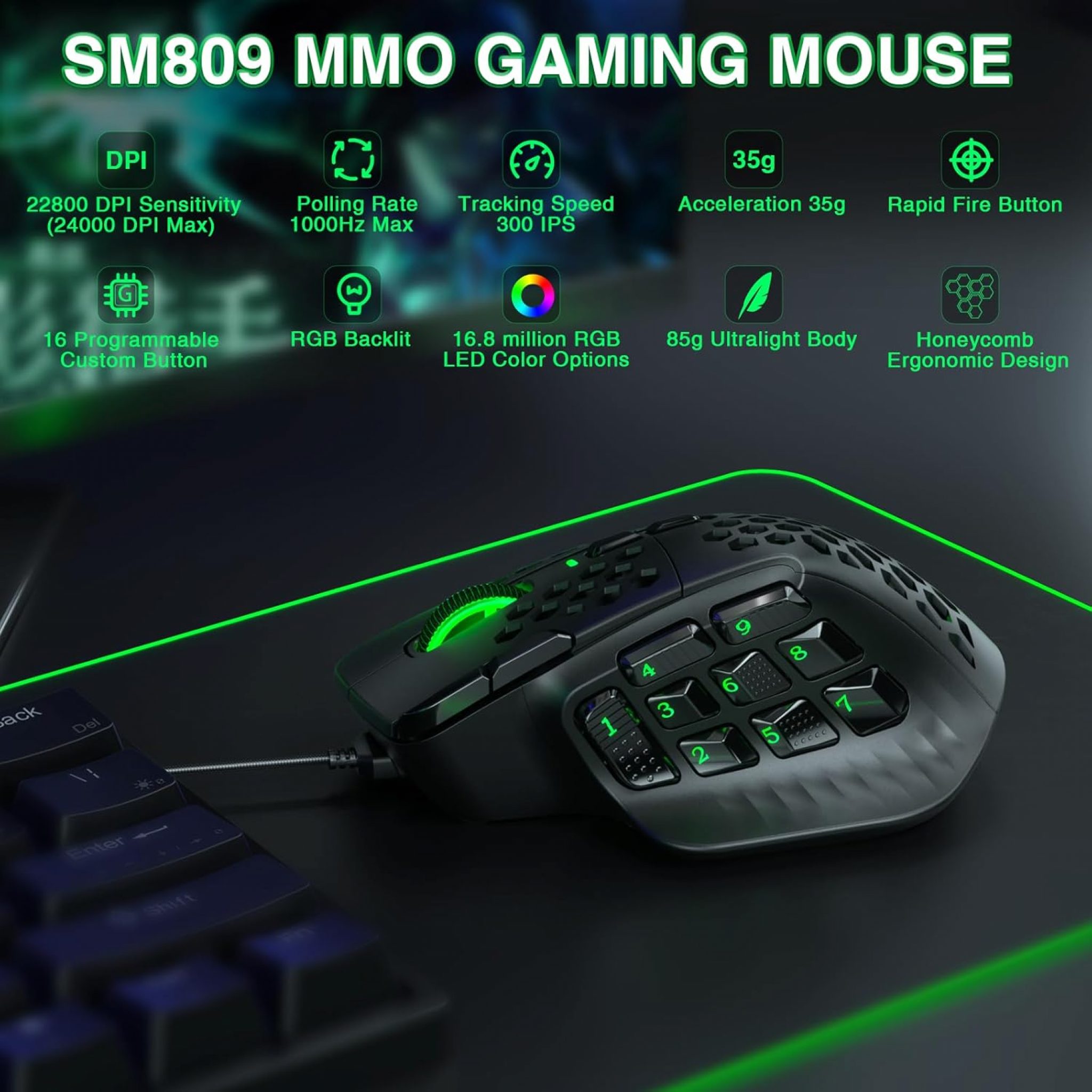 SOLAKAKA SM809 MMO Gaming Mouse Wired RG... - Carts View